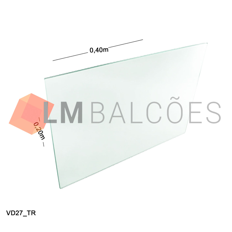 Vidro Modulado 4mm - 0,25 x 0,60m - Incolor