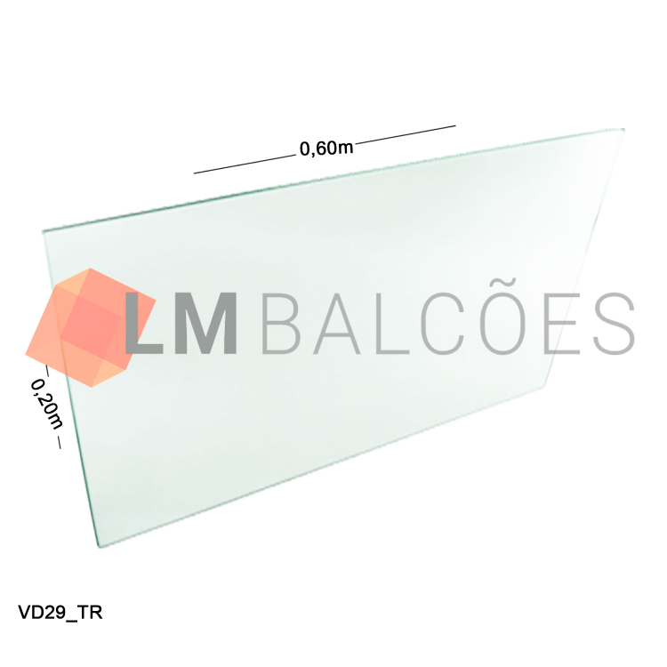 Vidro Modulado 4mm - 0,40 x 0,80m - Incolor