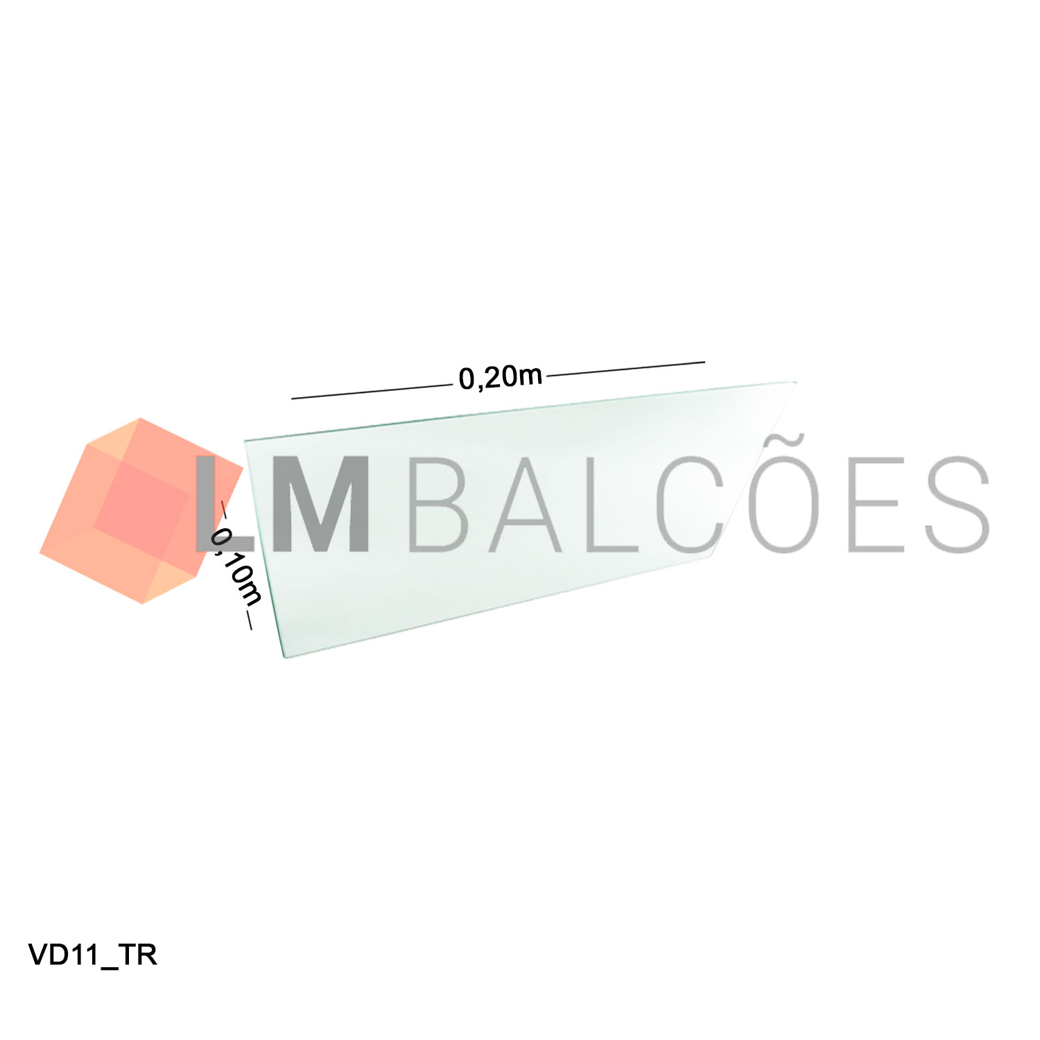 Vidro Modulado 4mm - 0,10 x 0,20m - Incolor