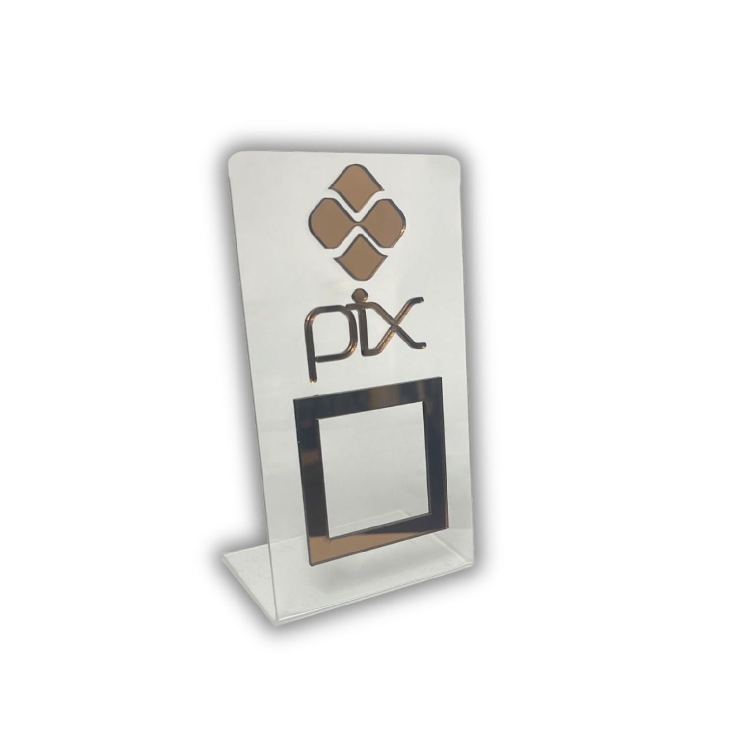 Expositor QR CODE PIX - Cristal com Bronze